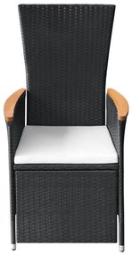 Nastavitelné zahradní židle 2 ks s poduškami polyratan černé,  47683