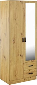 Skříň se zrcadlem 2D2S dub artisan Kami