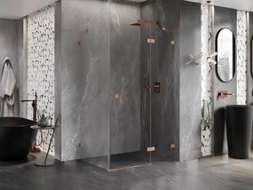 Mexen Lunar, výklopný sprchový kout pravý 100 x 90 cm, 8mm čiré sklo, profil měděná matná, 834-100-090-65-00-P