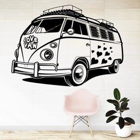 Zamilovaný Volkswagen van - vinylová samolepka na zeď 135x100cm