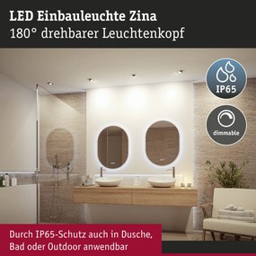 P 92412 LED vestavné svítidlo Zina IP65 5W / 8W 230V stmívatelné 2700 - 4000K kov kartáčovaný - PAULMANN