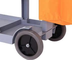 Úklidový vozík HOMCOM s profesionální a multifunkční taškou o objemu 100 l pro hotely a hostely, se 3 policemi a 1 platformou 121x50.5x96.5 cm Šedá a…