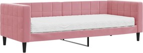 Válenda s matrací růžová 80 x 200 cm samet 3196663