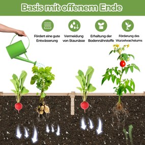 Costway Vyvýšená postel z jedlového dřeva s mřížovinovým truhlíkem zahradní