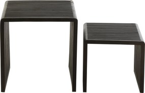 Sada 2 konferenčních stolků Cubic z teaku černá – 50*45*50 / 40*40*35 cm