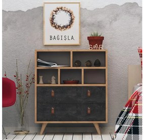 Asir Komoda MARCO 85,6x70 cm antracit/hnědá 811MDD3415