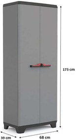 KIS STILO UTILITY skříň 68x39x173cm tmavě šedá/černá