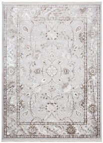Světle béžovo-šedý vintage designový koberec se vzory