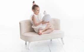 Dětská sametová sedačka béžová - Bílá, 17 cm