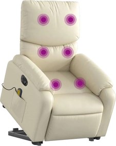 Elektrické zvedací masážní polohovací křeslo krémové umělá kůže 3204908