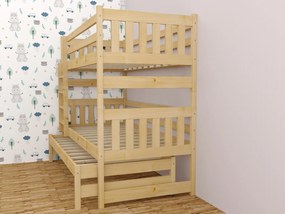 Vomaks Patrová postel s výsuvnou přistýlkou PPV 019 Rozměr: 90 x 180 cm, Barva: barva modrá, Prostor mezi lůžky: 80 cm