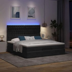 Osmanský rám postele s matracíes černá 160x200cm samet 3314404