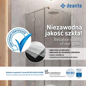Deante Funkia, čtvrtkruhový sprchový kout s posuvnými dveřmi 80x80 cm, výška 185cm, 5mm sklo námraza, chromový profil, KYP_652K