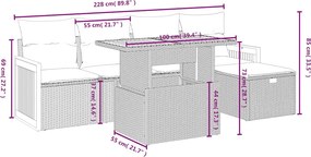 6dílná zahradní sedací souprava s poduškami černá polyratan 3276240