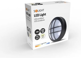 Solight LED venkovní osvětlení kulaté s mřížkou, 13W, 910lm, 4000K, IP65, 17cm, černá