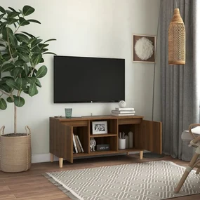 TV stolek masivní dřevěné nohy hnědý dub 103,5 x 35 x 50 cm, 813160  HangarStore.cz | BIANO