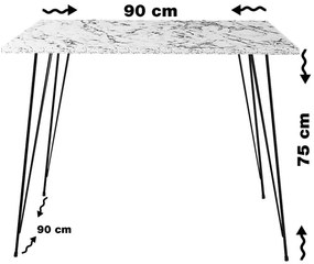 Jídelní stůl SANDALF 75x90 cm bílá/černá