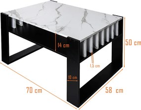 Velaco Konferenční kávový stolek TAB 4 70, imitace bílého mramoru/černá