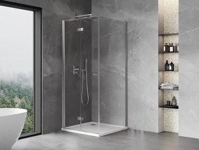 Mexen Mist-F T, 1-křídlý ​​skládací sprchový kout levý 70 x 70 cm, čiré sklo, chromový profil, 8A6T-070-070-01-00-L