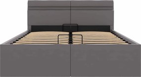 Rám postele LED s úložným prostorem šedý umělá kůže 140x200 cm 285555