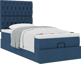 Osmanský postel s matrací modrá 100x200 cm textil 3313222