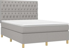 Box spring postel s matrací světle šedá 140 x 200 cm textil 3142577