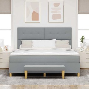 Postel s boxspringem s čelo Světle šedá 200 x 180 cm textil 3344317