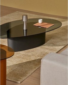 Černý konferenční stolek se skleněnou deskou 81x140 cm Olir – Kave Home