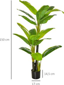 HOMCOM umělý banánovník Dekorativní umělá rostlina 150 cm pro interiér a exteriér v plastovém květináči snadná péče | Aosom.de