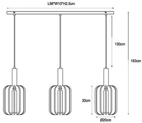 Lucide 45492/03/36 - Lustr na lanku RAFAL 3xE27/40W/230V černá/šedá
