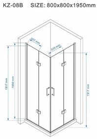 BPS-koupelny Čtvercový sprchový kout HYD-SK08B 80x80 černá/transparent + vanička HYD-SSV-ST02A černá