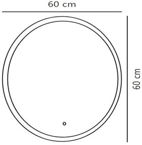 Nordlux 2310251000 Dovina, zrcadlo s osvětlením, 20W LED 4000K, s vypínačem, prům. 60cm, IP44