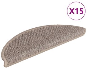 vidaXL Marketos Schodové rohože 15 ks 56 x 17 x 3 cm tmavě béžové, půlkulaté