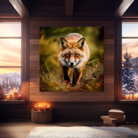 Obraz na plátně - Liška stopuje svou kořist FeelHappy.cz Velikost obrazu: 100 x 100 cm