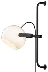 Nástěnná lampa DC dlouhá opálové sklo/černá