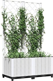 Zahradní truhlík s treláží bílý 80 x 40 x 136 cm PP 153282