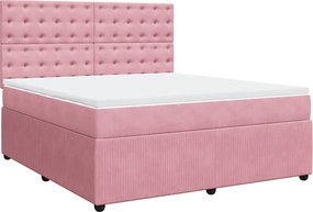 Box spring postel s matrací růžová 180x200 cm samet 3294723