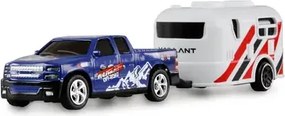 AMEWI RC Pickup Die Cast s karavanem modrá / RC auto / 1:64 / RTR / 2,