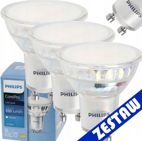 SADA 3x žárovka Philips GU10 4,9W 550lm 112lm/W 3000K EyeComfort CorePro