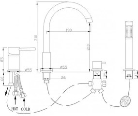 Mexen ALMA vanová 4-otvorová baterie, chrom, 75032-00
