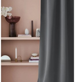 Tmavě šedý zatemňovací závěs na řasící pásku 140 x 280 cm