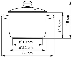 KOLIMAX - české nerezové nádobí Hrnec s poklicí KOLIMAX PREMIUM 22 cm, 4,5 l