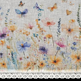 KRÁTKÁ ZÁCLONA NA PÁSKÉ ROZALÍ 150X30 CM KVĚTY