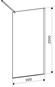 BPS-koupelny Sprchová zástěna Walk-in HYD-WI05 90 černá/transparent - bez vaničky