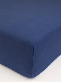 MK Lůžkoviny Jersey prostěradlo s elastanem Deluxe 220 × 200 cm – tmavě modré