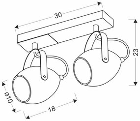 Černo-měděné stropnínástěnné svítidlo Anica pro žárovku 2x E14  - Candellux
