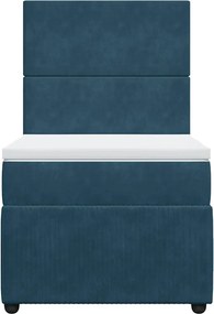 Box spring postel s matrací modrá 90 x 190 cm samet 3294512