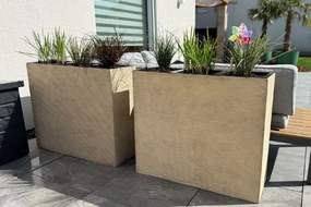 Květináč ELEMENTO, sklolaminát, šířka 88 cm, béžová řádky