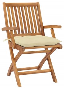 Skládací zahradní židle s poduškami 4 ks masivní teak,  3072740
