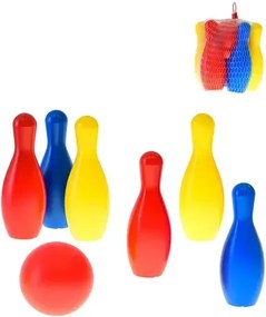 Kuželky s koulí barevné / Sada 6 ks / V síťce / Plast / 19 cm / od 10